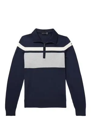 Kjus Striped Merino Wool Half-Zip Sweater Navy