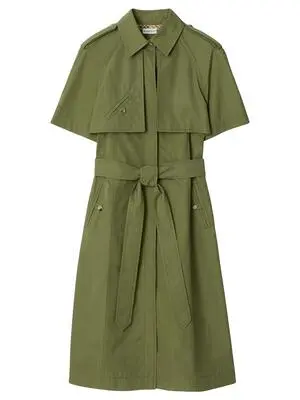 Burberry Cotton Gabardine Shirt Dress - Green