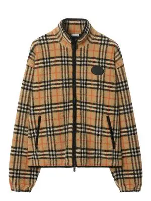 Burberry Wool-blend Fleece Check Jacket - Beige