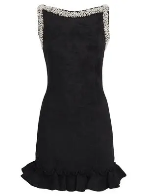 Sandro Velvet Beaded Mini Dress - Black