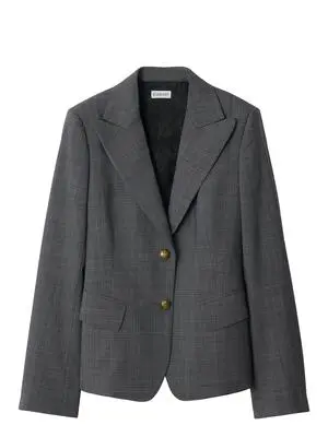 Burberry Wool Prince Of Wales Check Tailored Blazer - Grey