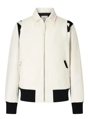 Golden Bear The Hayes Cow-print Wool-blend Varsity Jacket - White