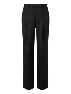 Givenchy Straight-leg Pleated Grain De Poudre Wool Trousers - Black
