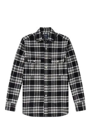 DRAKE'S Checked Cotton-flannel Shirt - Black