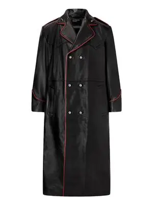 Enfants Riches Déprimés Embellished Leather Trench Coat - Black