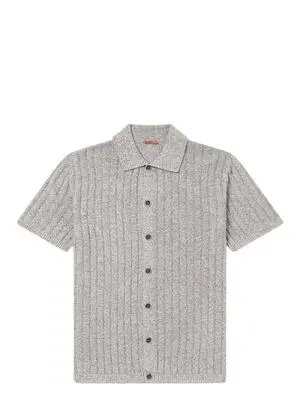 Barena Venezia Ribbed Linen And Cotton-blend Polo Shirt - Gray