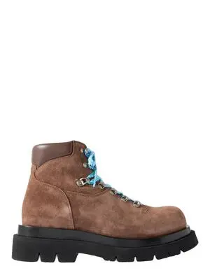 Bottega Veneta Lug Leather-trimmed Suede Hiking Boots - Brown