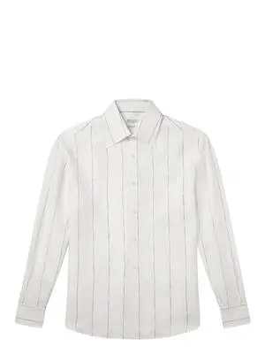Brunello Cucinelli Pinstriped Linen Shirt - White
