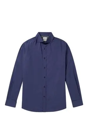 Brunello Cucinelli Cutaway-collar Cotton Shirt - Blue