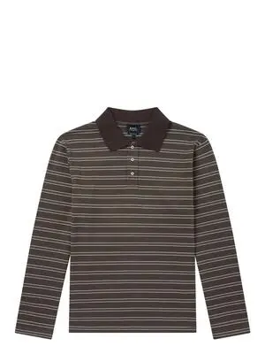A.p.c. Striped Organic Cotton-jersey Polo Shirt - Brown
