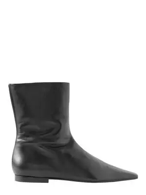TOTEME Leather Ankle Boots - Black