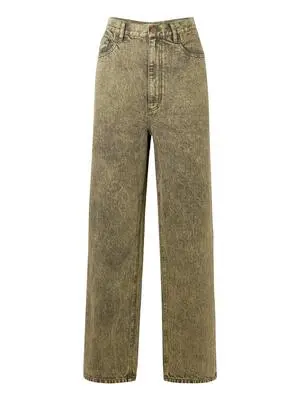 Tibi Acid-wash High-rise Wide-leg Jeans - Green