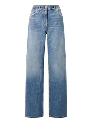 Versace Distressed Mid-rise Straight-leg Jeans - Blue