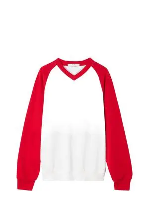 Tibi Two-tone Cotton-jersey Sweatshirt - Red