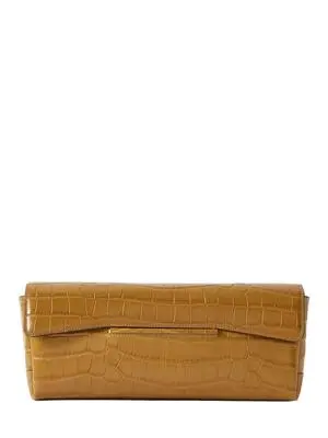 TOTEME Croc-Effect Leather Clutch Beige