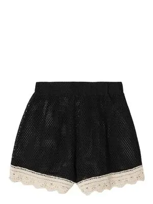 Sea Kendall Crochet-trimmed Cotton Shorts - Black