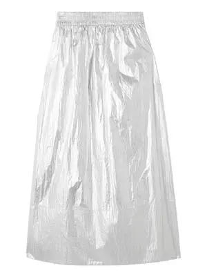 Tibi Metallic Shell Midi Skirt - Silver