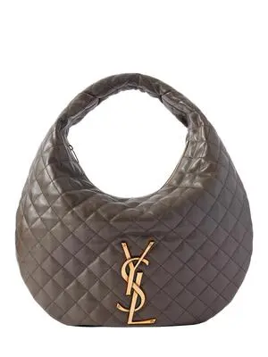 Saint Laurent Icare Quilted Leather Tote - Gray