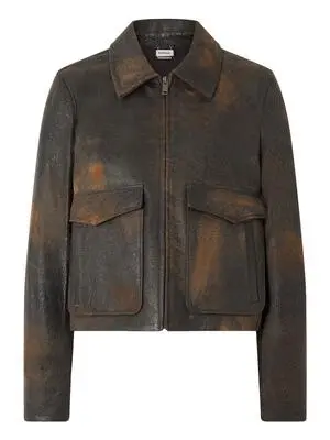 Simkhai Textured Leather Jacket - Brown