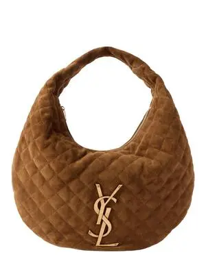 Saint Laurent Appliquéd Quilted Suede Shoulder Bag - Brown