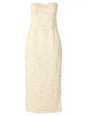 Posse Isla Strapless Floral-print Midi Dress - Yellow
