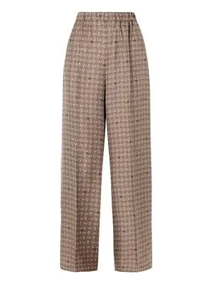 Max Mara Printed Silk-twill Wide-leg Pants - Brown
