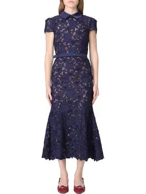 SELF-PORTRAIT Lace Midi Dress - Navy
