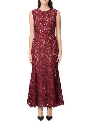 SELF-PORTRAIT Lace Midi Dress - Burgundy