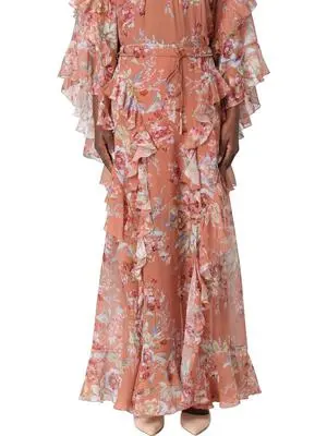 Zimmermann Floral Print Skirt - Orange