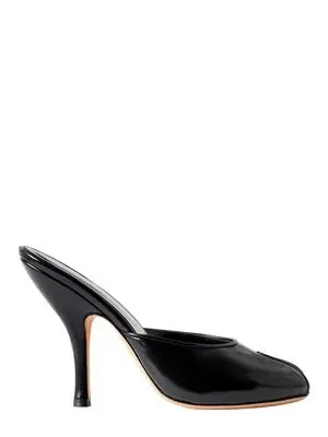 JUDE Date Cutout Leather Mules - Black