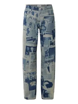 Jean Paul Gaultier Printed High-rise Straight-leg Jeans - Blue