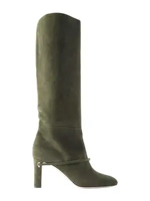 Jennifer Chamandi Samuele 85 Buckled Knee Boots Army Green