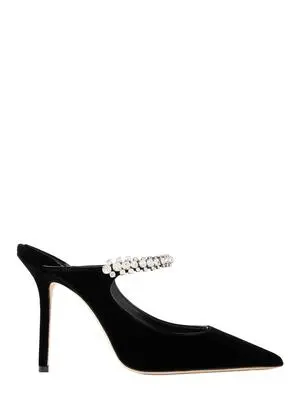 JIMMY CHOO Bing 100 Crystal-embellished Velvet Pumps - Black