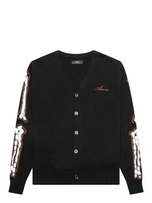 Amiri Leopard Bones Cardigan - Black