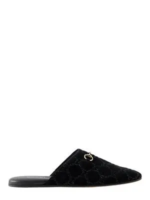 Gucci Crystal-embellished Velvet Slippers - Black
