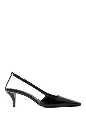 Gucci Logo-detailed Glossed-leather Slingback Pumps - Black