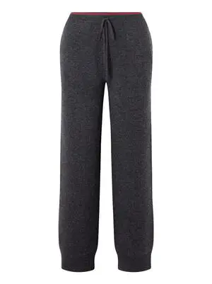 Gucci Striped Wool-blend Straight-leg Track Pants - Gray