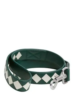 BOTTEGA  VENETA Medium Intrecciato Dog Leash - Emerald/white