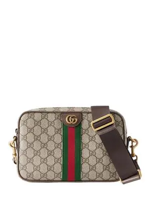 Gucci Ophidia Leather And Webbing-trimmed Printed Coated-canvas Shoulder Bag - Neutrals