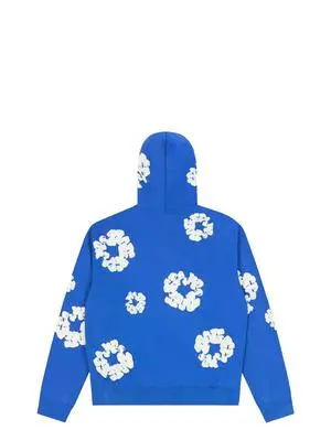 DENIM TEARS Wreath-print Zip-up Hoodie - Blue
