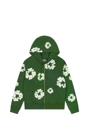 DENIM TEARS Wreath-print Zip-up Hoodie - Green