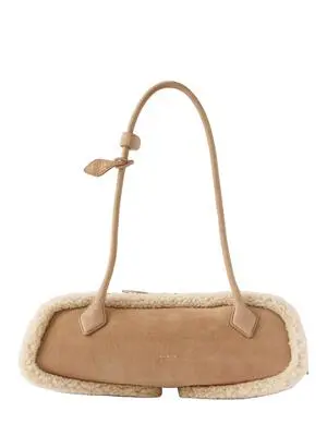 Alaïa Alaïa Le Teckel Medium Shearling Shoulder Bag Camel