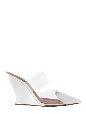 Alaïa Le Caur Patent-leather And Pvc Wedge Mules - White