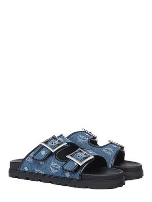 Mcm Monogram Jacquard Sandals - Denim Blue