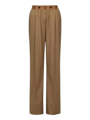 Mcm Monogram Wool Twill Pants - Light Brown