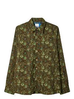 Paul Smith Khaki Lyocell 'lucky Charm' Print Shirt - Green