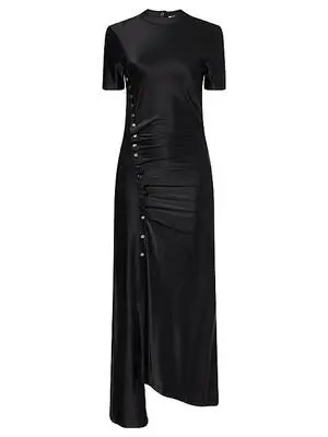 Rabanne Draped Asymmetric Stretch-jersey Midi Dress - Black