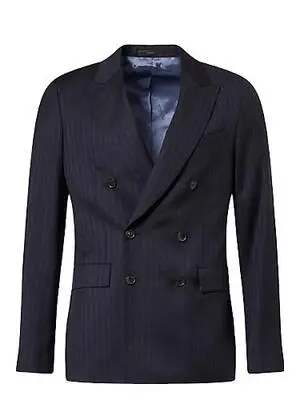 Paul Smith Pinstripe Peak-lapel Woven Blazer - Navy