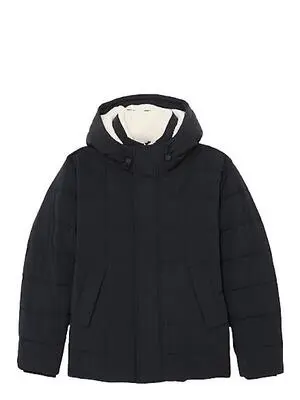 REISS Quilted Borg-lined Puffer Jacket - Navy
