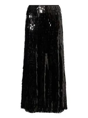SELF-PORTRAIT Sequin Embellished Flared Woven Midi Skirt